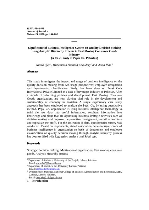 Pdf Significance Of Business Intelligence System On Quality Decision Making Using Analytic
