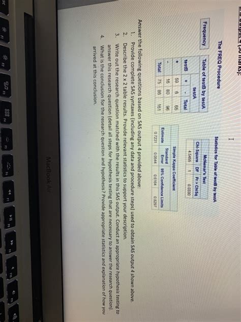 The Freq Procedure Statistics For Table Of Test By