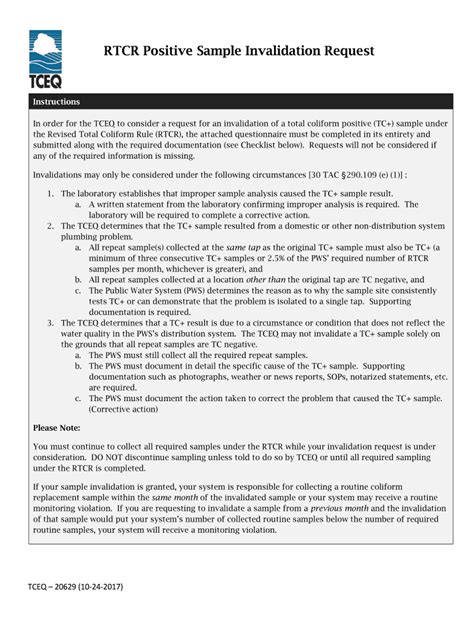 Fillable Online Total Coliform Positive Invalidation Request Form Fax Email Print Pdffiller