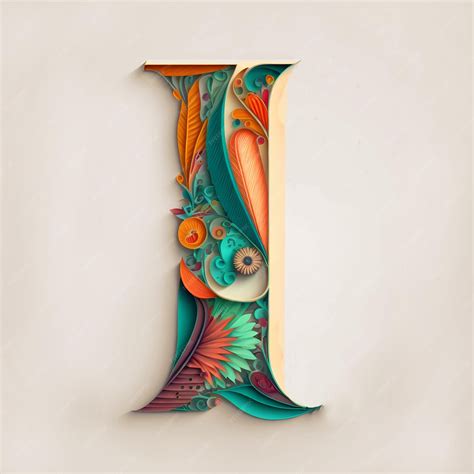 Letra I Papercut Floral Generativo Ai Ilustración De La Tipografía Del