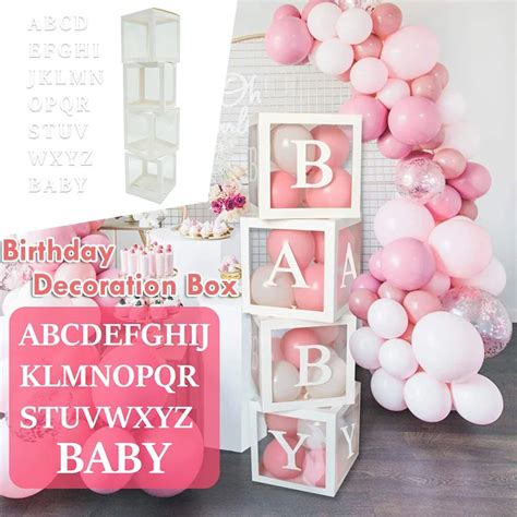 큐브 풍선 포장 상자 편지 투명 상자 베이비 샤워 생일 축하 파티 장식 풍선 상자 파티 배경파티 Diy 장식품 Aliexpress