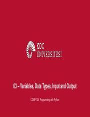 03 Variables Data Types Input And Output Pdf 03 Variables Data Types Input And Output COMP