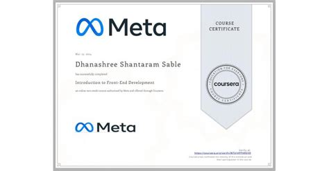 Dhanashree Sabale On Linkedin Completion Certificate For Introduction To Front End Development