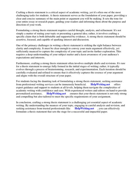 How To Formulate A Strong Thesis Statement Pdf Essays Thesis