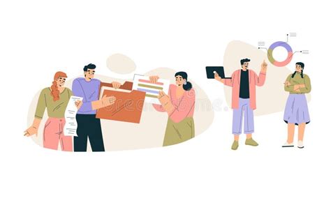 Business Concept With Man And Woman Character Engaged In Workflow Deal