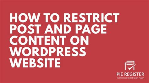 How To Restrict WordPress Website Content WordPress Registration Plugin YouTube