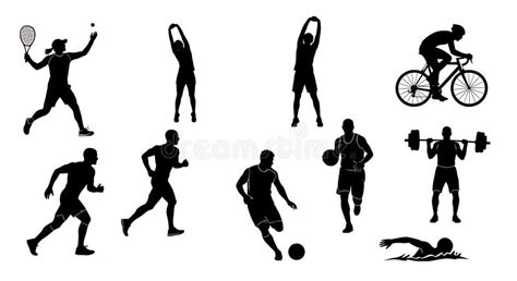 Diverse Silhouettes Showcasing Various Sports And Activities Black And