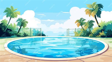 Playful Swimming Pool Cartoon Vector Illustration Premium Ai