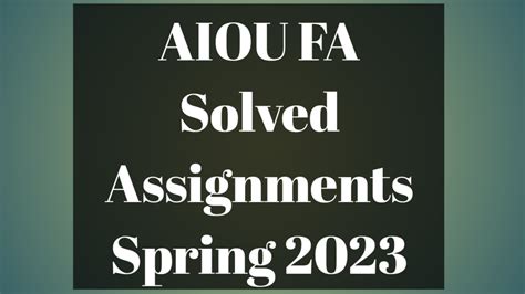 Aiou Fa Solved Assignments Spring 2023