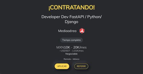developer dev fastapi python django en mediaaérea torre