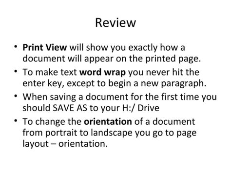 Word Processing Test Review Ppt Word Processing Test Review Ppt