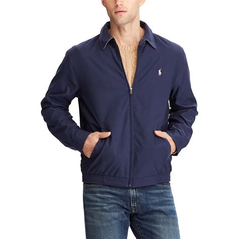 Harrington Windbreaker Jacket With Pockets Navy Blue Polo Ralph