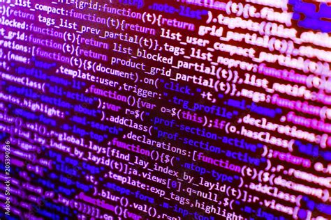 Closeup Of Java Script CSS And HTML Code Vivid Colors Coding Cyberspace Concept Abstract