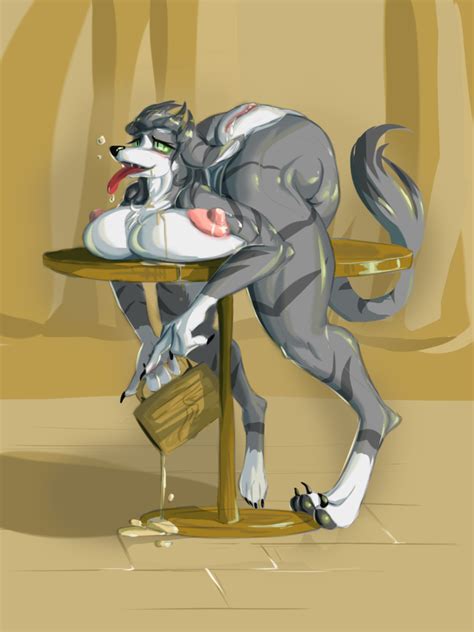 Rule 34 3 4 4 Toes Anthro Backbend Canid Feet Female Flexible Fur Genitals Green Eyes Grey