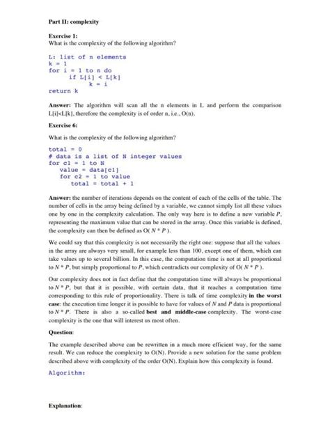 Solved Exercise Determine The Complexity Of The Following Chegg