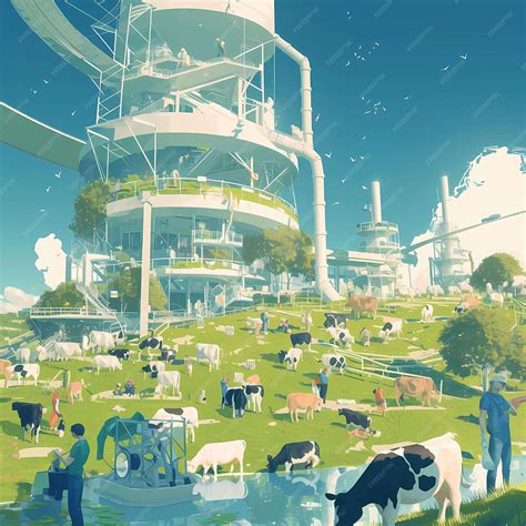 Premium Photo Idyllic Agricultural Landscape With Futuristic Farming