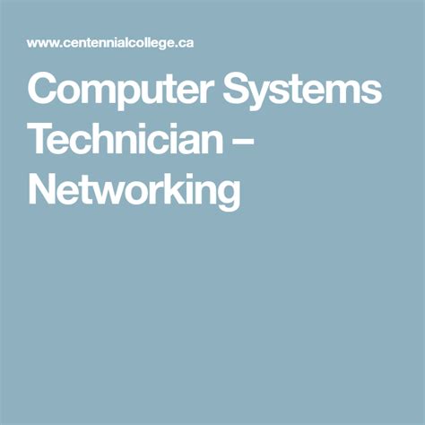 Computer Systems Technician Networking Computer System Technician Networking