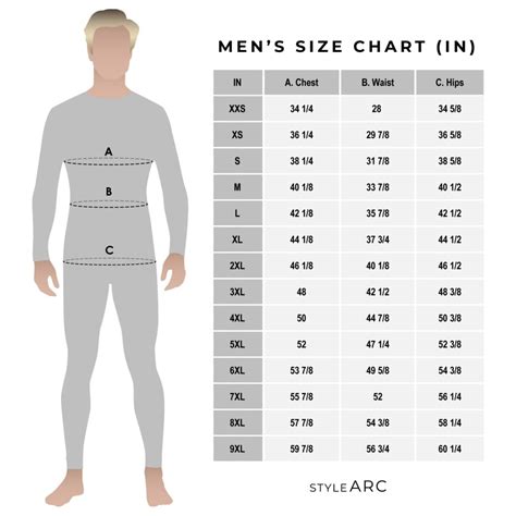 Waist Size Chart For Men
