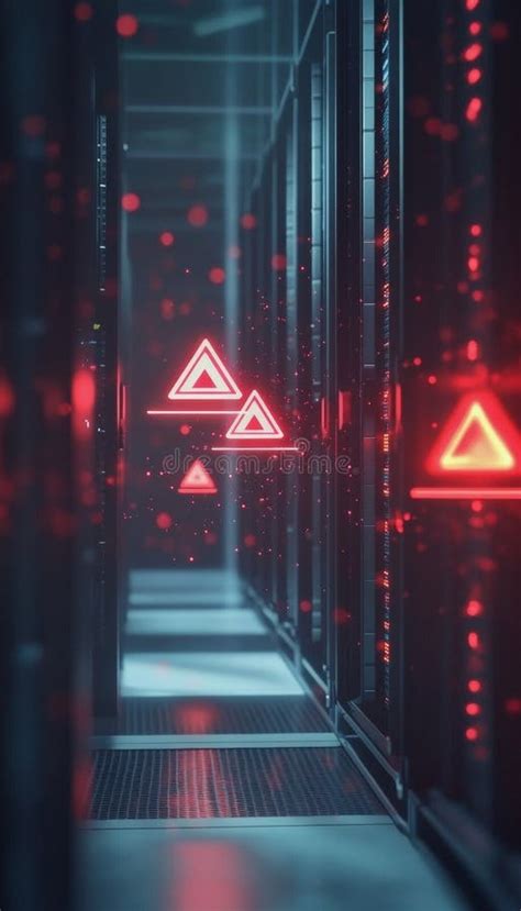 holographic data packets escape server rack amidst flashing alerts