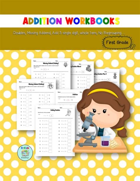 First Grade Addition Workbooks Doubles Missing Addend Add 3 Single