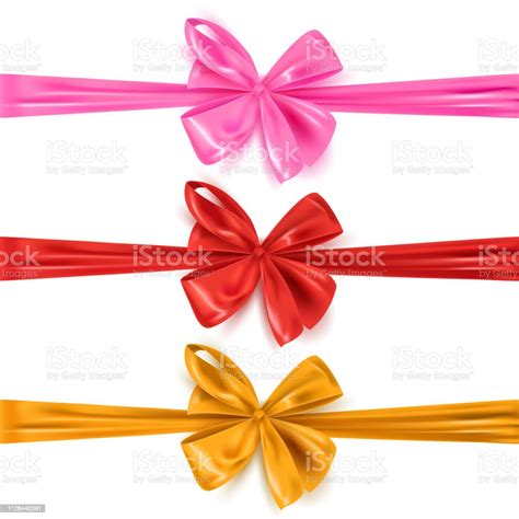 컬러 장식 리본 활 벡터 일러스트 레이 션 흰색 절연의 세트 개체 그룹에 대한 스톡 벡터 아트 및 기타 이미지 개체 그룹