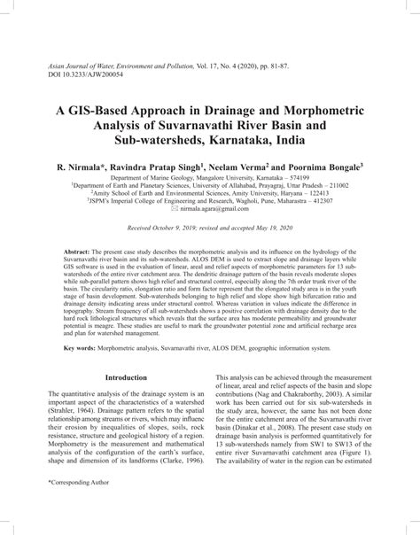 Pdf A Gis Based Approach In Drainage And Morphometric Analysis Of Suvarnavathi River Basin And