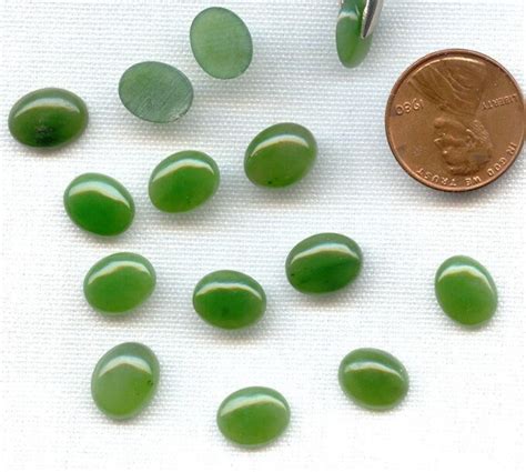 3 Vintage Taiwan Genuine Nephrite Jade 10x8mm Oval Semi Precious