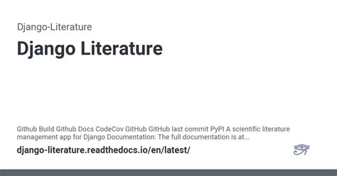 Django Literature — Django Literature 012 Documentation