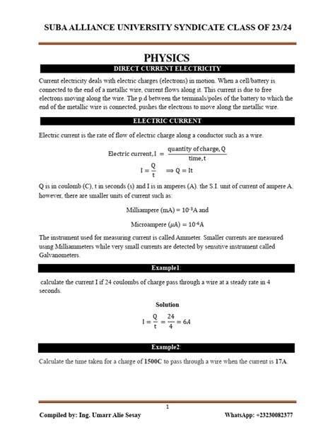 Direct Current Electricity Lecture Note 01 1 Pdf Electrical Resistivity And Conductivity
