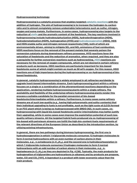 Hydroprocessing Technology Pdf Chemical Process Engineering