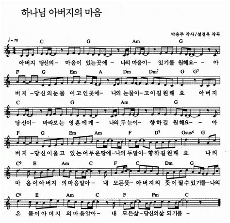 [하나님 아버지의 마음][복음성가][악보]아버지 당신의 마음이 있는 곳에 네이버 블로그