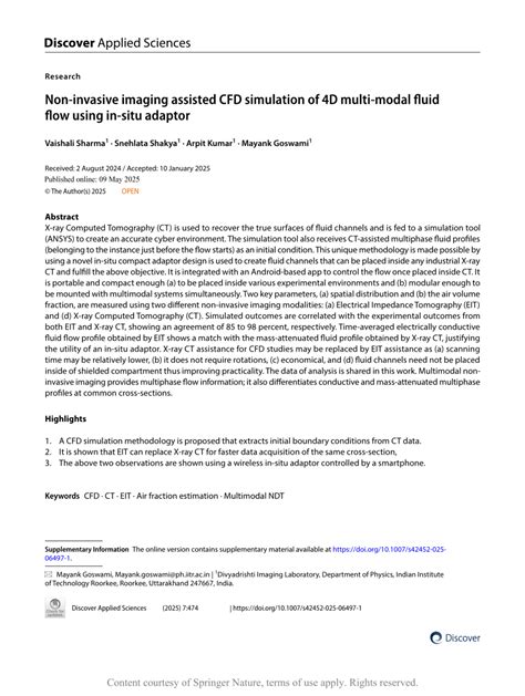 Pdf Non Invasive Imaging Assisted Cfd Simulation Of 4d Multi Modal