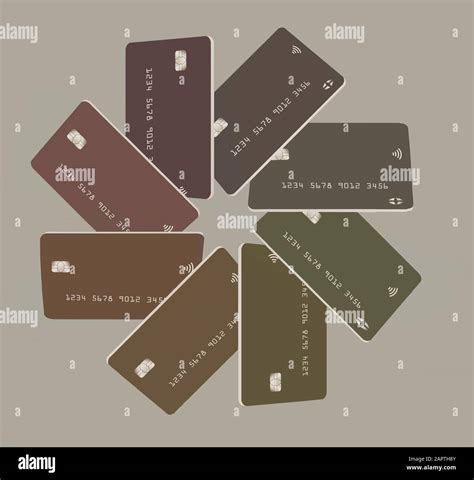 Eight Mock Generic Credit Cards Or Debit Cards In Subdued Pastel Colors