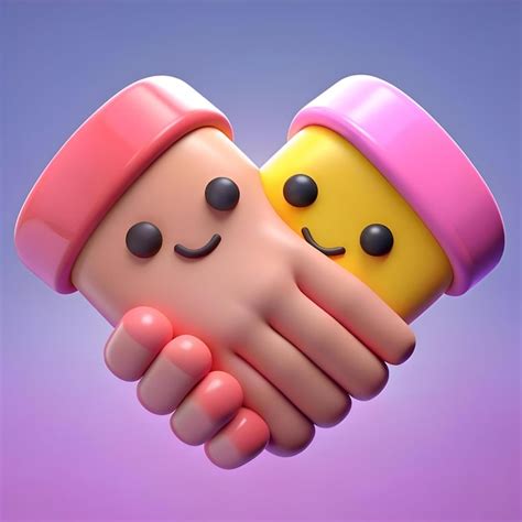 Cute 3d Characters Shaking Hands Symbolizing Friendship Teamwork And Unity Premium Ai