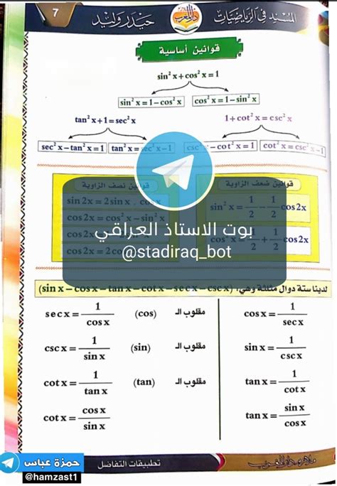ملخص الفصل الثالث رياضيات سادس علمي 2025 Pdf
