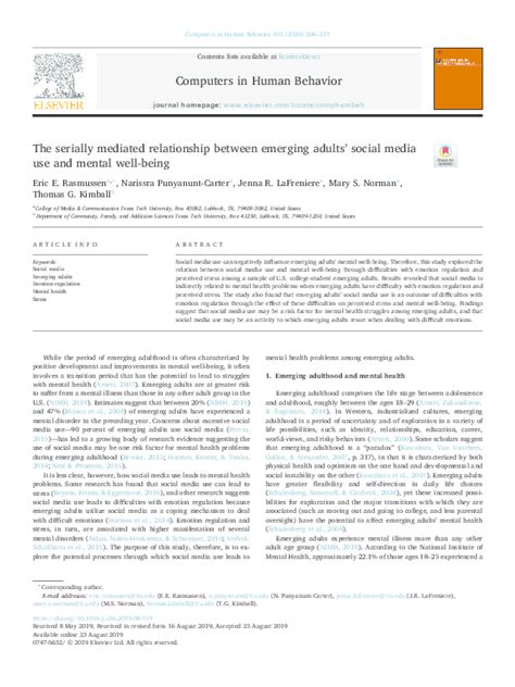 Pdf The Serially Mediated Relationship Between Emerging Adults Social Media Use And Mental