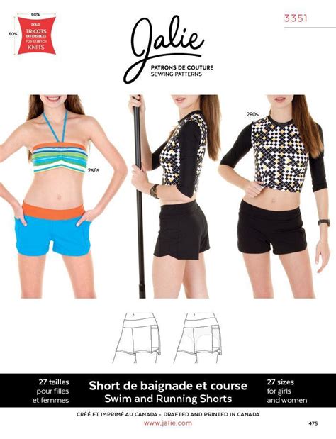 Sewing Pattern Jalie 3351 Swim Shorts Pattern