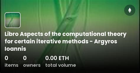 Libro Aspects Of The Computational Theory For Certain Iterative Methods