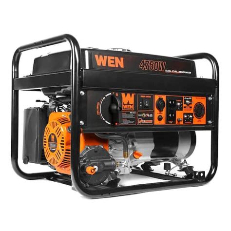 WEN 5,600-Watt Dual Fuel Portable Gasoline Generator with Wheel Kit, Electric Start, and CO ...