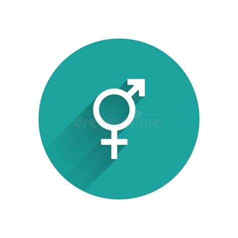 White Gender Icon Isolated With Long Shadow Symbols Of Men And Women