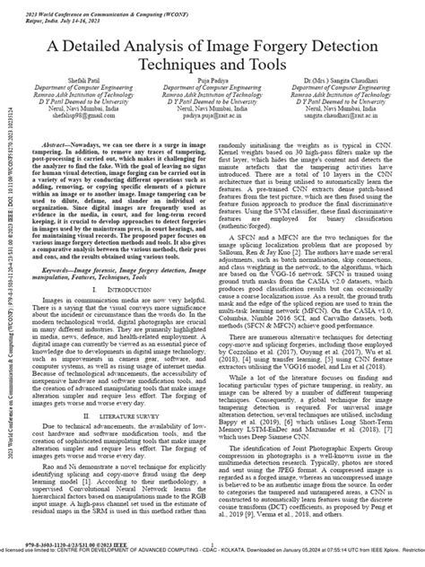 A Detailed Analysis Of Image Forgery Detection Techniques And Tools Pdf Data Compression