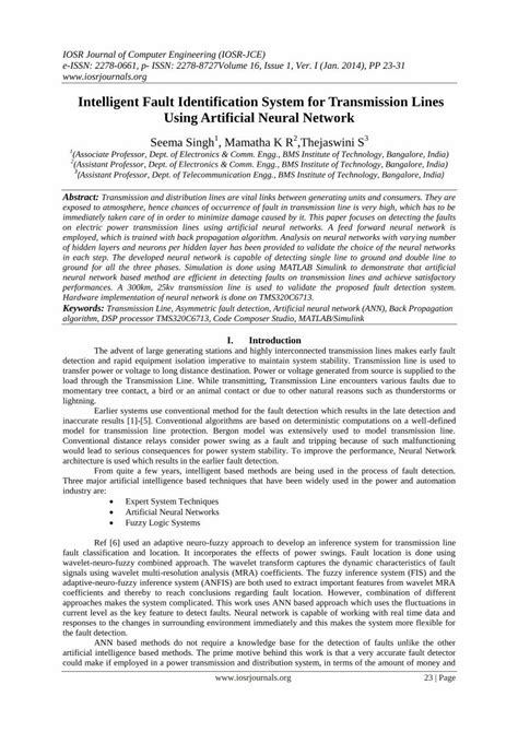 Pdf Intelligent Fault Identification System For Transmission