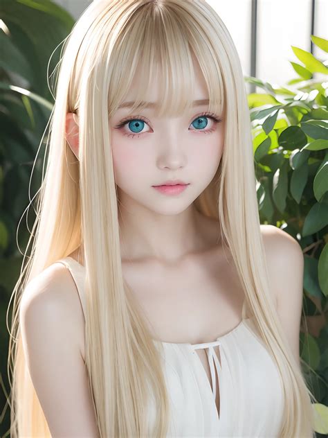A Close Up Of A Woman With Long Blonde Hair And Blue Eyes Seaart Ai
