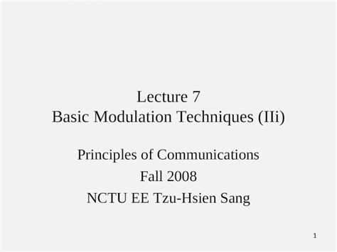 Ppt 111 Lecture 7 Basic Modulation Techniques Iii Principles Of