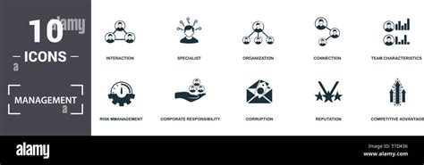 Management Icons Set Collection Includes Simple Elements Such As Interaction Specialist