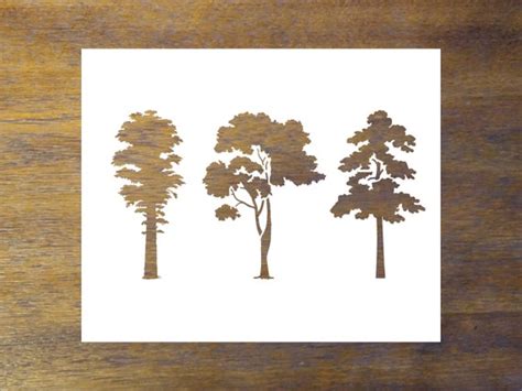 Trees Stencil Reusable Color Draw Paint Stencil Etsy