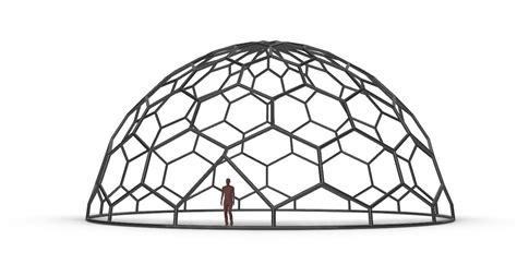 hexagonal dome pattern wireframe structure 3d model cgtrader