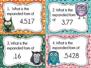 Place Value Task Cards Expanded Form Decimal Numbers By Sprout Classrooms