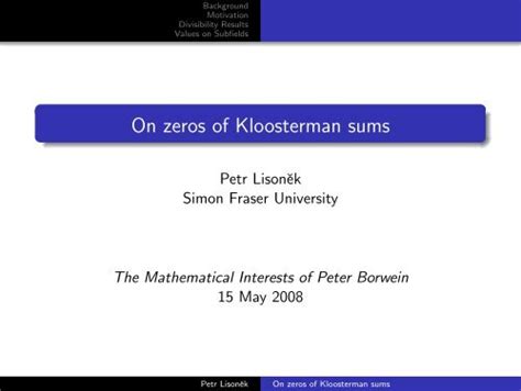 On Zeros Of Kloosterman Sums