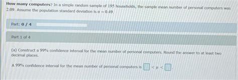 Solved How Many Computers In A Simple Random Sample Of 195